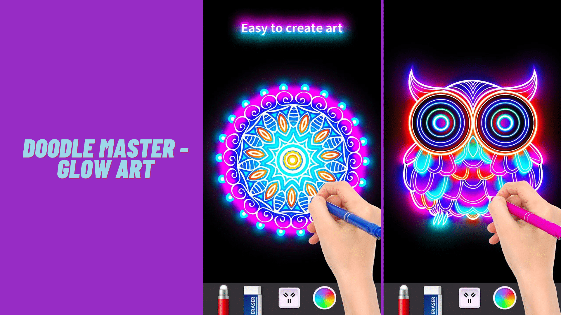 شرح تطبيق Doodle Master - Glow Art وأهم مميزاته للرسم بألوان متوهجة وسحرية